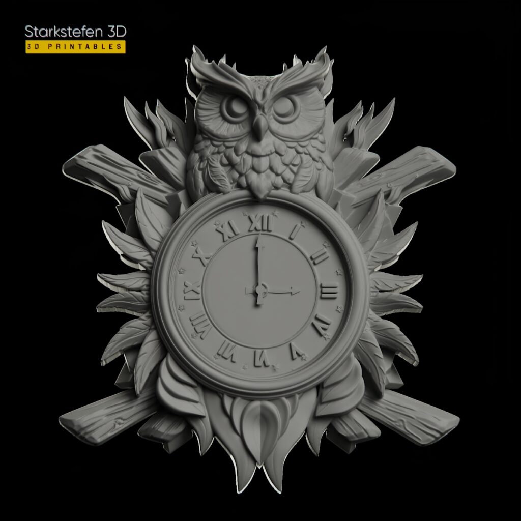 Owl clock Stl 3D printable and cnc - SS3DPRINTABLES