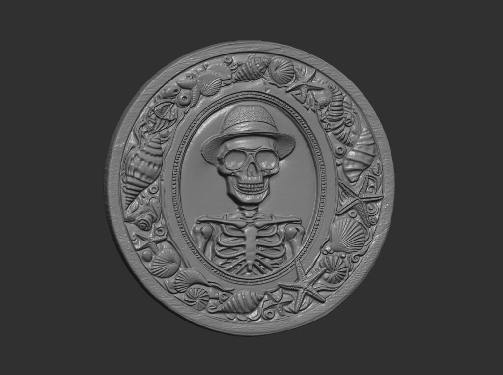 Skeleton Beachcomber 3D Bas-Relief Model for CNC and 3D Printing ...