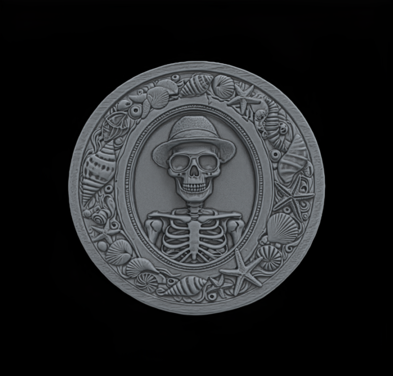 Skeleton Beachcomber 3D Bas-Relief Model for CNC and 3D Printing ...