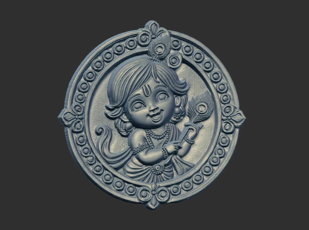 God Krishna 3D Model for CNC Bas-Relief and 3D Printing - SS3DPRINTABLES