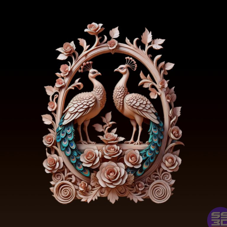 Stunning Peacock Relief STL for 3D Printing and CNC Carving