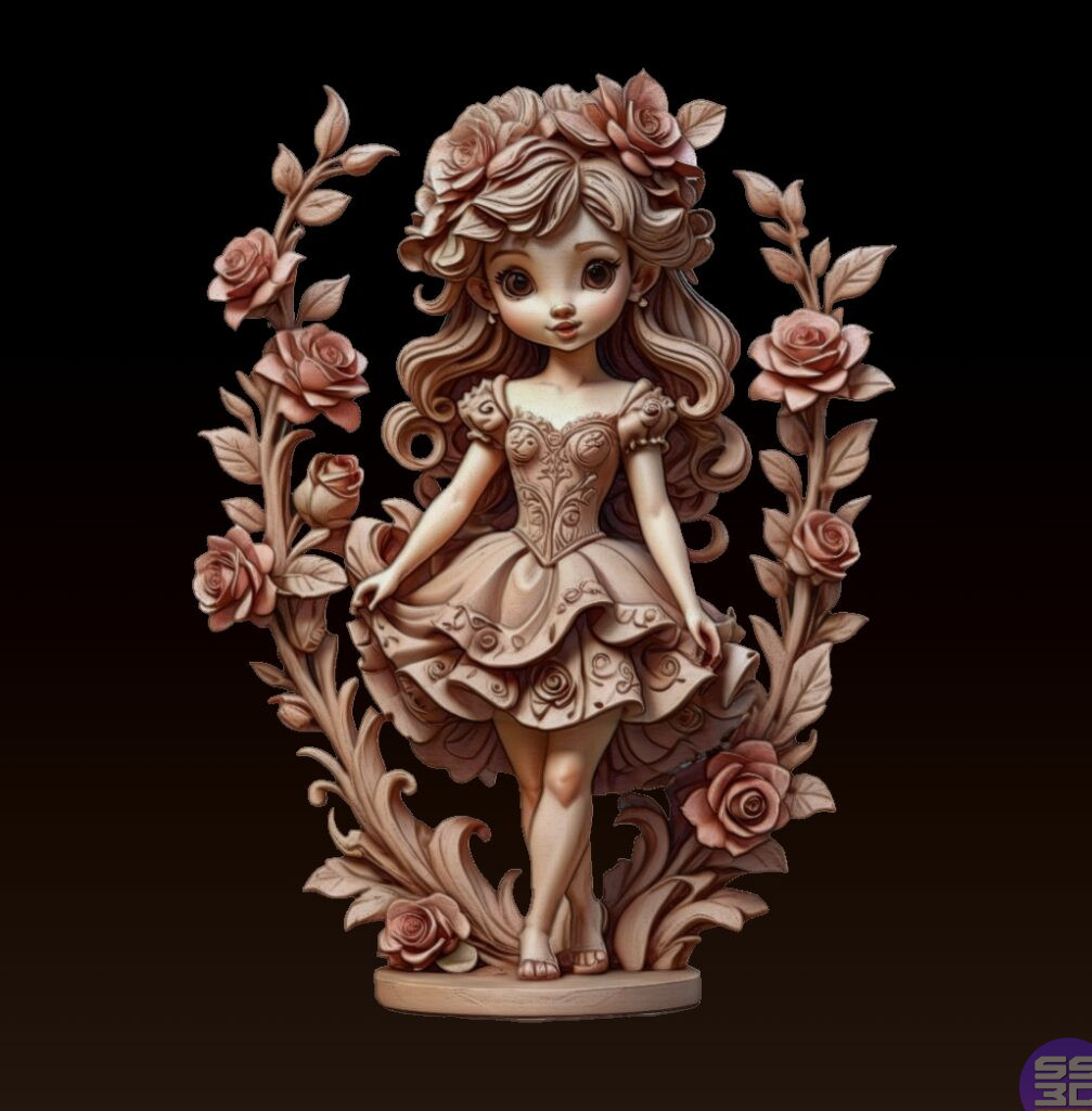 Enchanted Rose Princess Relief STL for Elegant Decor