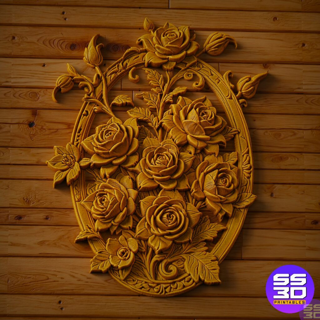 Rose Relief Decor – 3D Printable & CNC STL - SS3DPRINTABLES