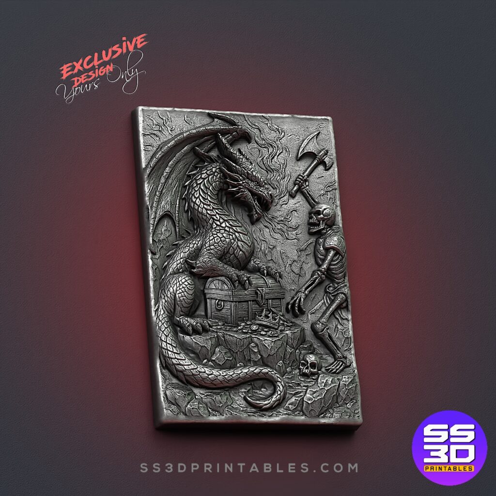 Dragon Saves the Treasure – Exclusive 3D Relief STL - SS3DPRINTABLES