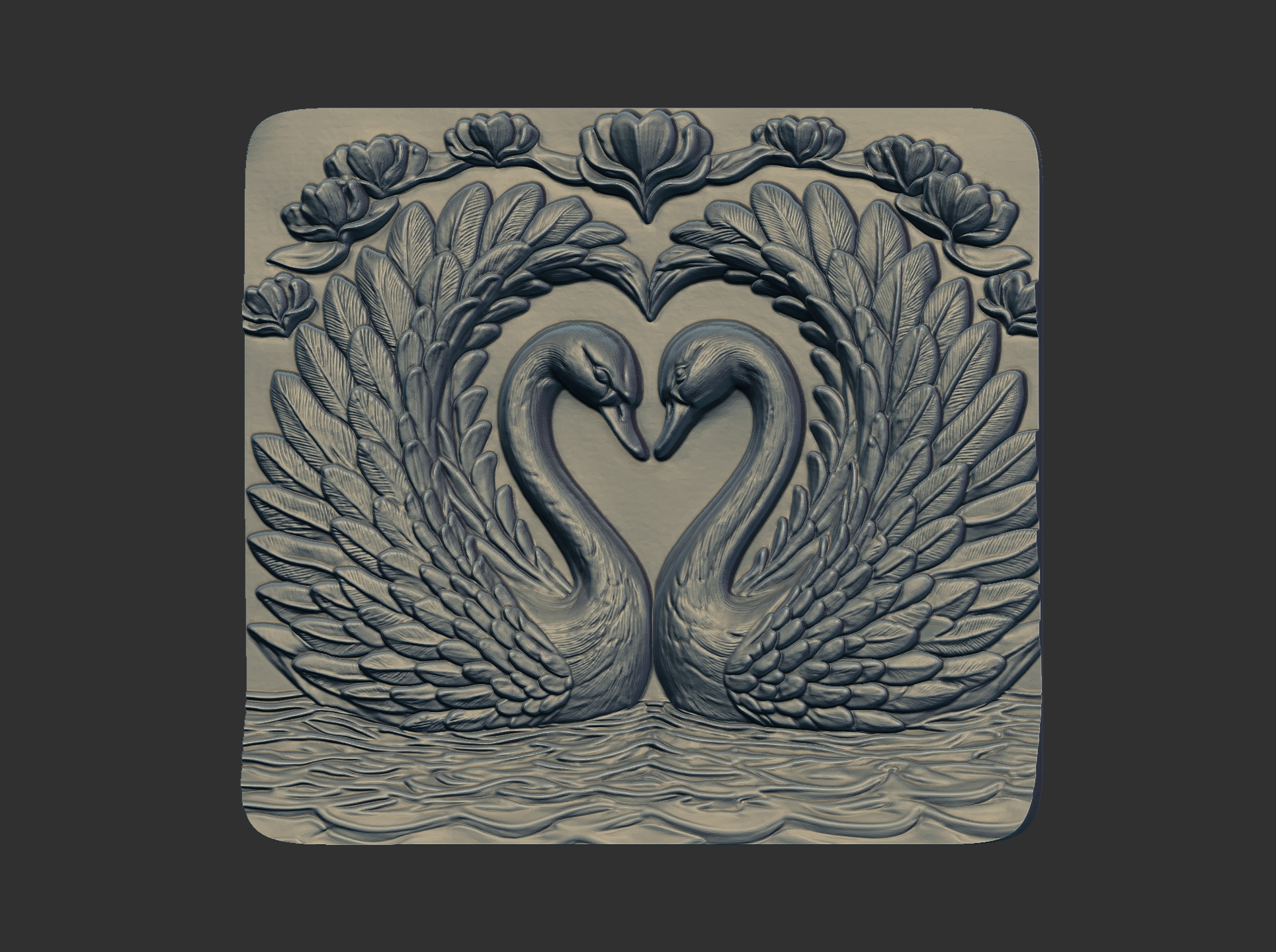 Romantic Swan Heart – 3D Wall Art Relief - SS3DPRINTABLES
