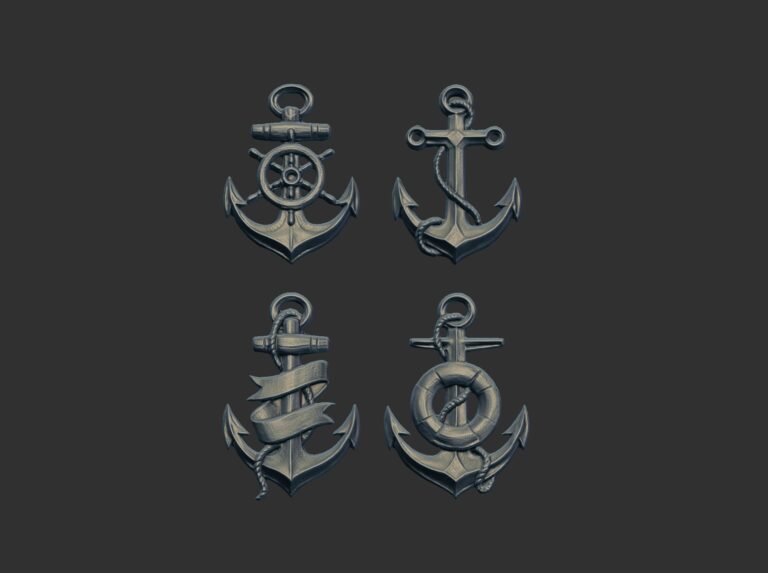 Four Nautical Anchors 3D Models - SS3DPRINTABLES